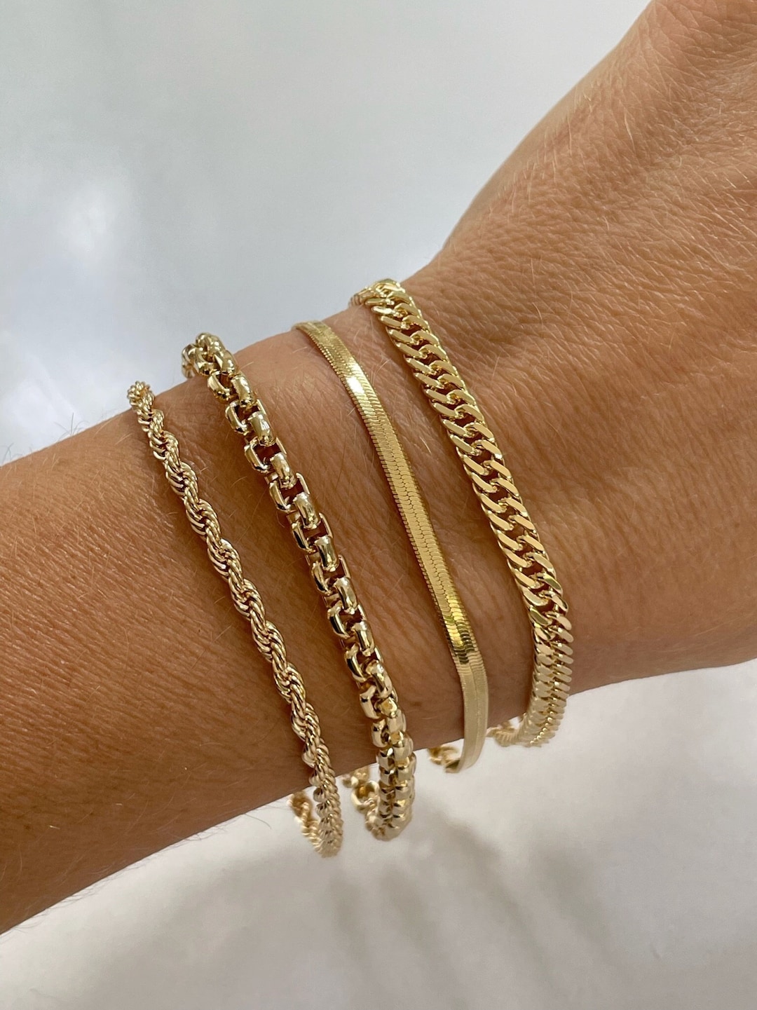 18k Gold Filled Bracelet, Gold Bracelet, Bracelet Set, Dainty Bracelet ...