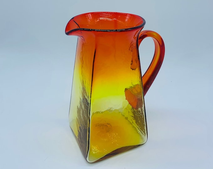 Blenko 603 Amberina Wayne Husted Gorgeous Square Pitcher Vintage Glass ...