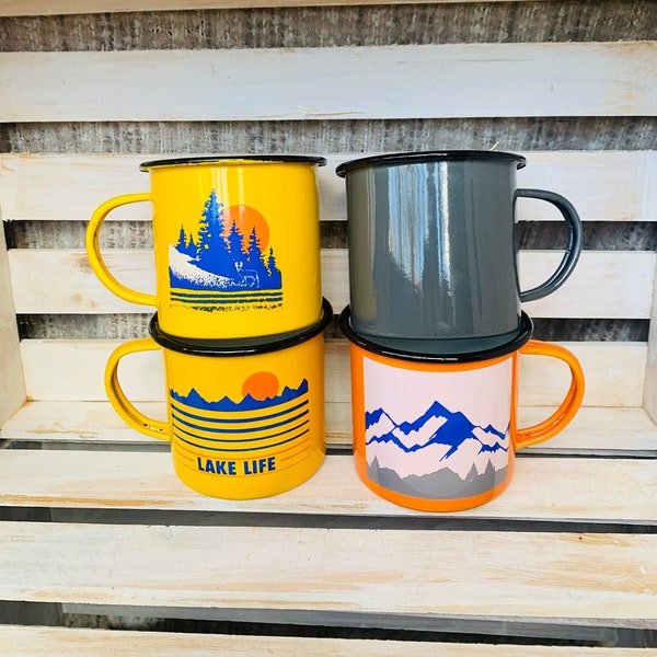 Vintage Enamel Mugs - Etsy