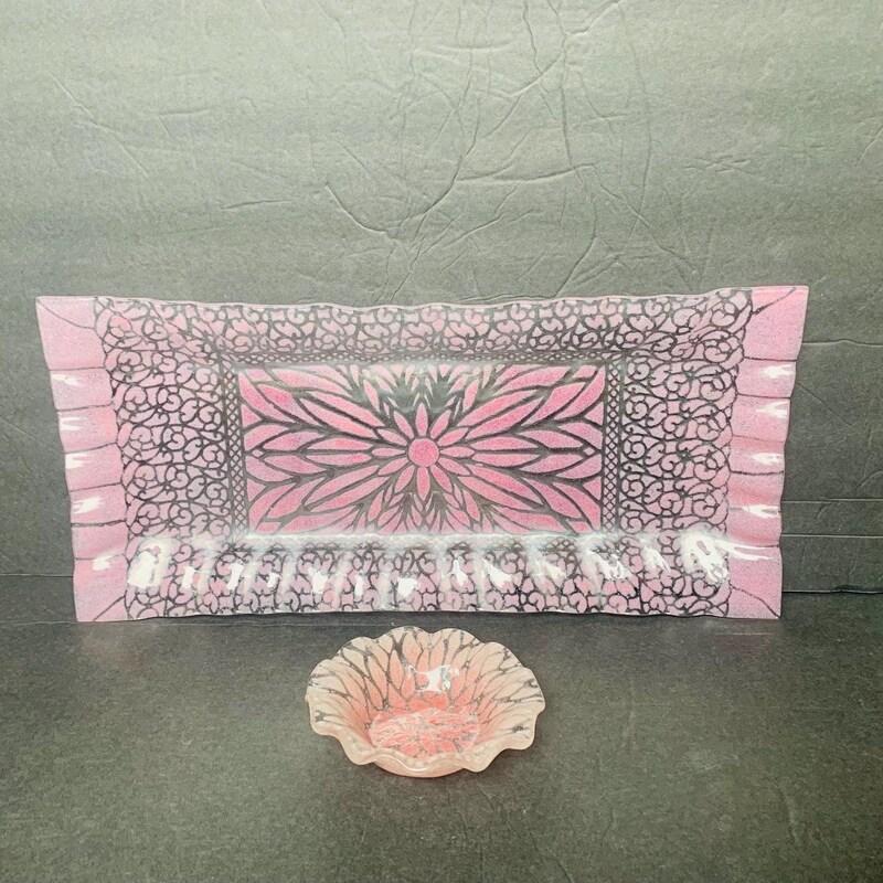 Pink Glass Tray - Etsy