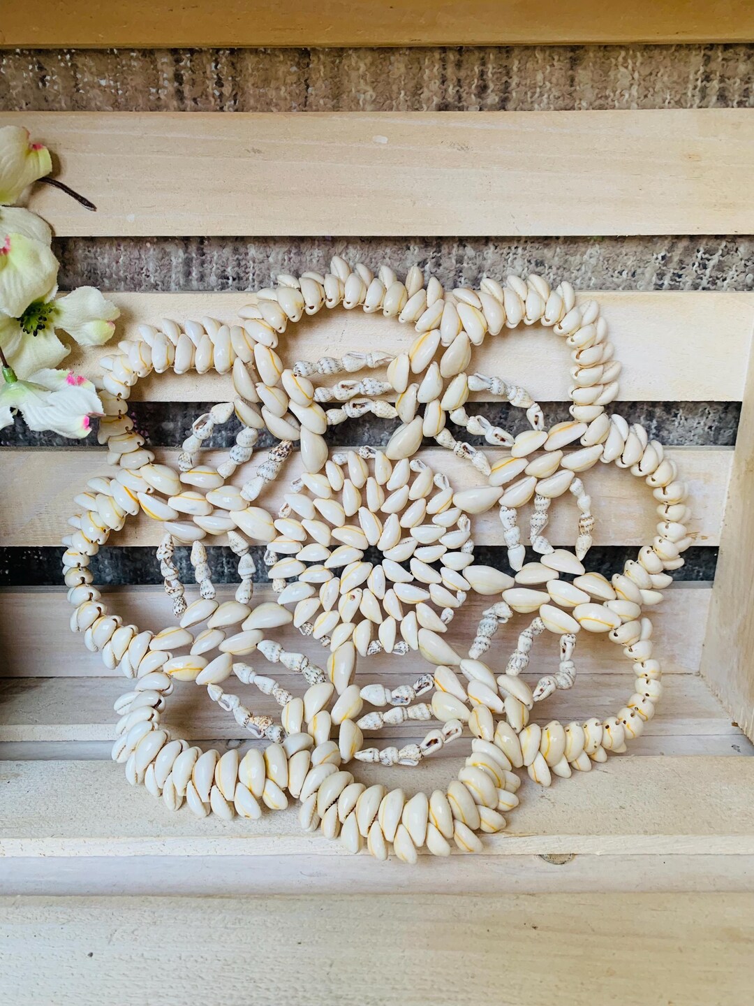 Vintage Cowrie Sea Shell Trivet Hotplate Woven Boho Beach Wall Decor 10 ...