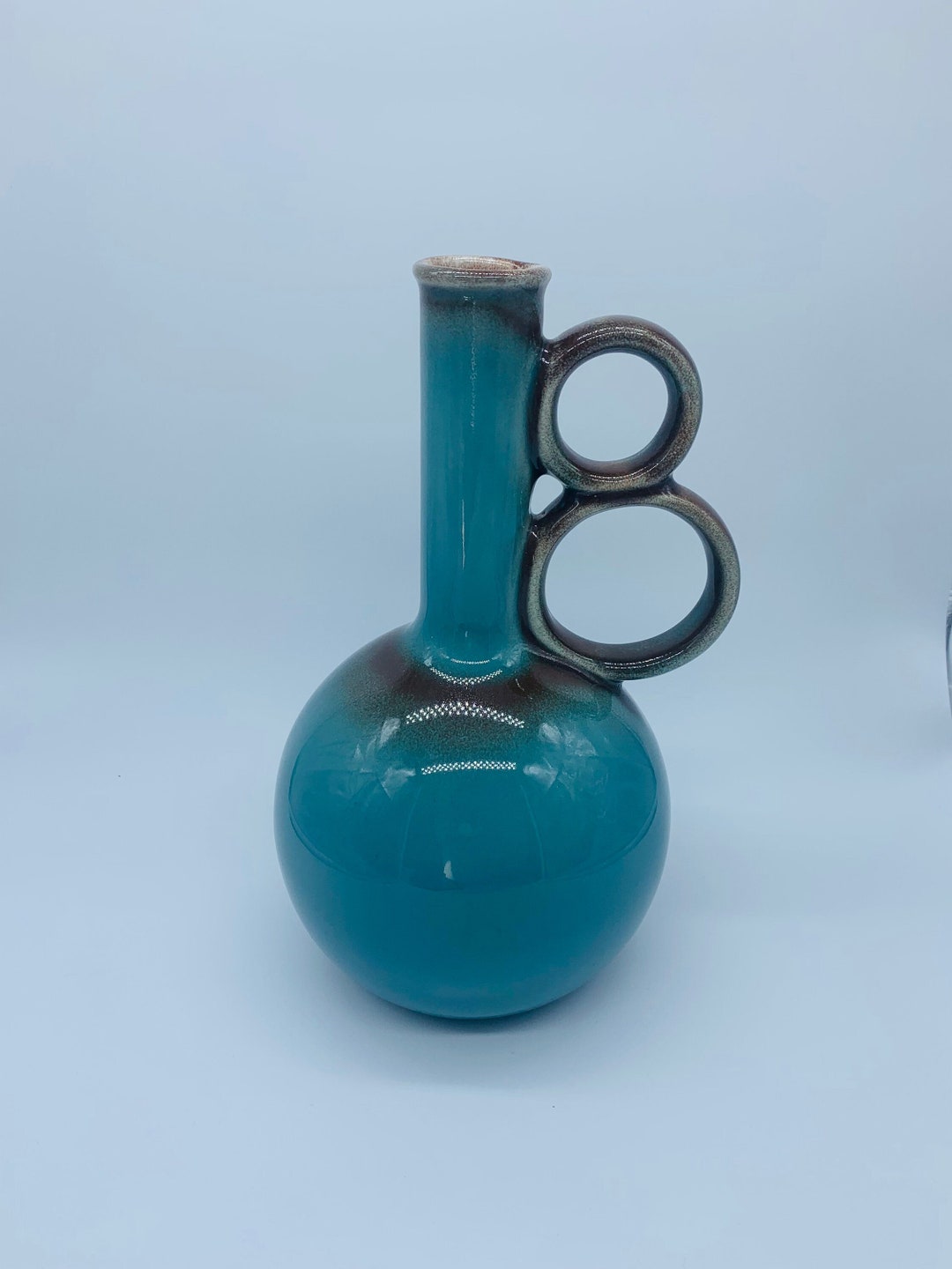 Vintage Decanter 1940’s Nancy China 305 Blue Turquoise Pottery Carafe ...