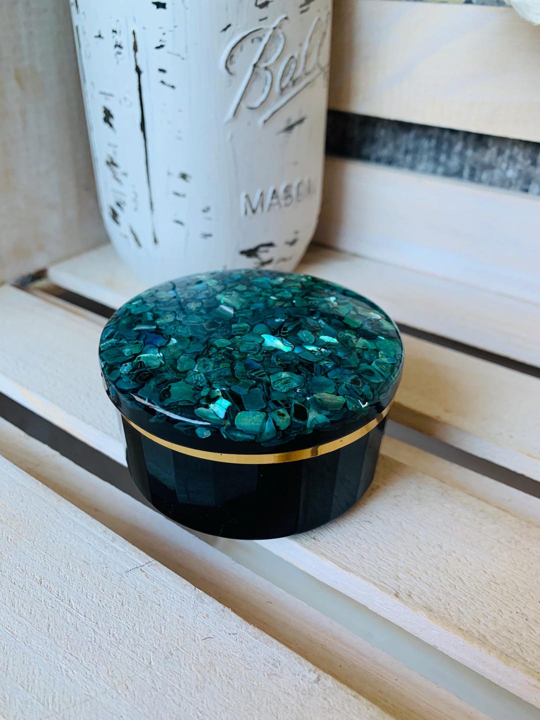 Vintage Paua Shell Trinket Box: New Zealand Jewelry Stash Box - Etsy