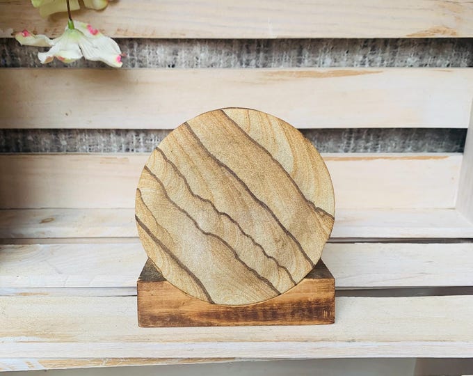Stone Coaster Set of 4 With Wood Holder Handmade Natural Farmhouse ...