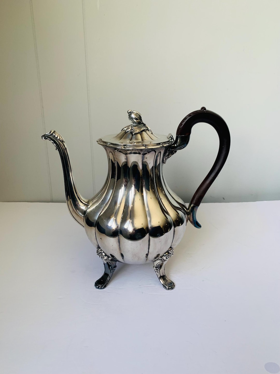 Oneida Heirloom Melon Silverplate Coffee Pot Rosewood Handle C. 1967 ...