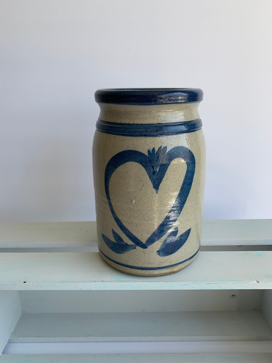 Vintage Colonial Stoneware Trading Co 1996 Crock Blue Heart - Etsy