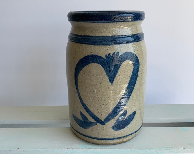 Vintage Colonial Stoneware Trading Co 1996 Crock Blue Heart Jug - Etsy