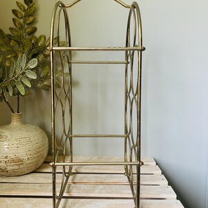 Vintage MCM Wine Rack 7 Bottle Holder Tabletop Goldtone Metal Retro Bar ...