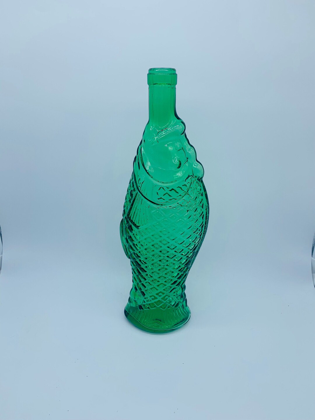 Vintage Green Glass Fish Bottle Italian Decanter Nautical Decor - Etsy