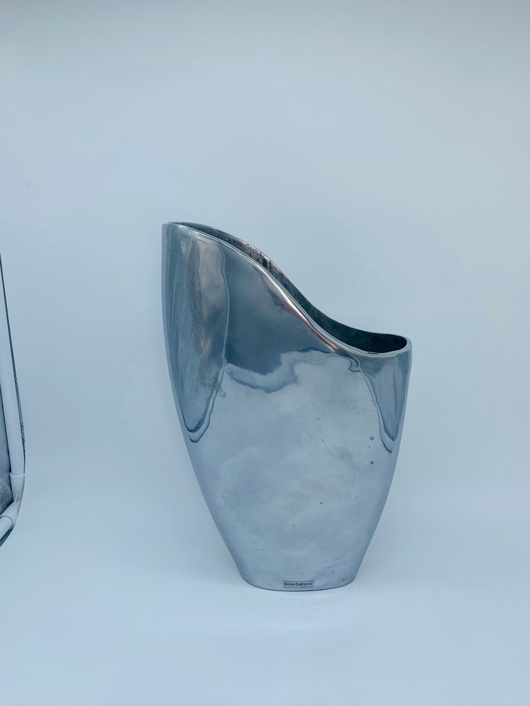 Vintage Modernist Vase Anna Efverlund Swedish Aluminum Minimalist Curvy ...