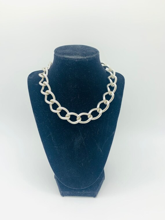 Vintage MONET Heavy Metal Chainlink Choker - Gem