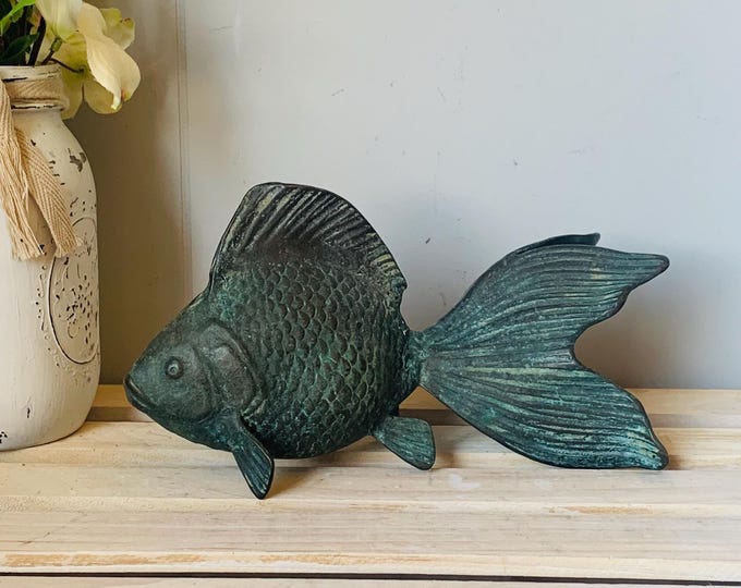 Brass Patina Koi Fish Metal Sculpture - Etsy