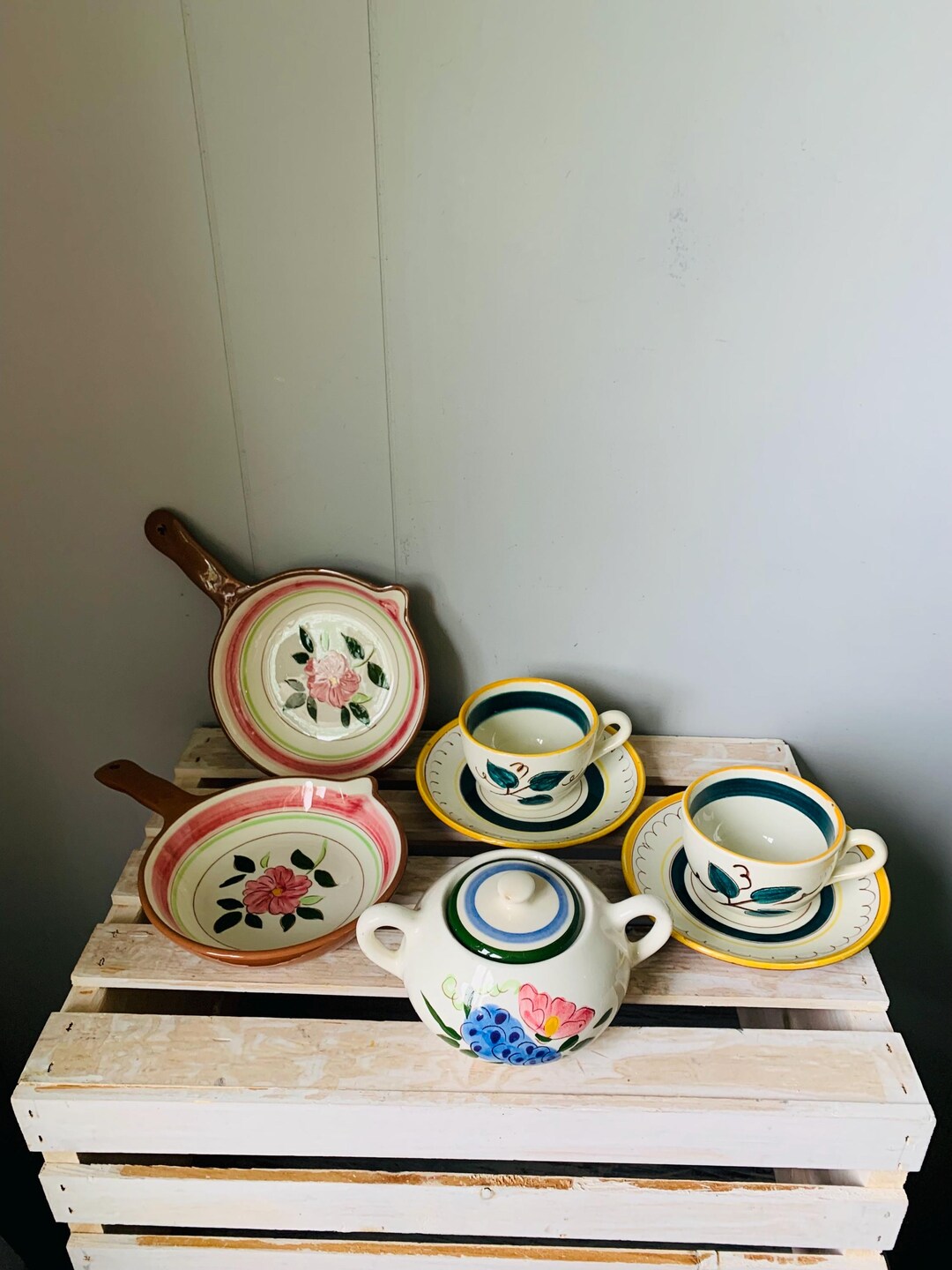 Vintage Stangl Pottery Set: Fruit & Flowers, Wild Rose - 7 Piece ...