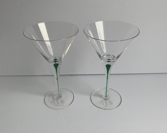 2 Tanqueray Gin No. 10 Martini Glasses Emerald Green Stems Limited ...