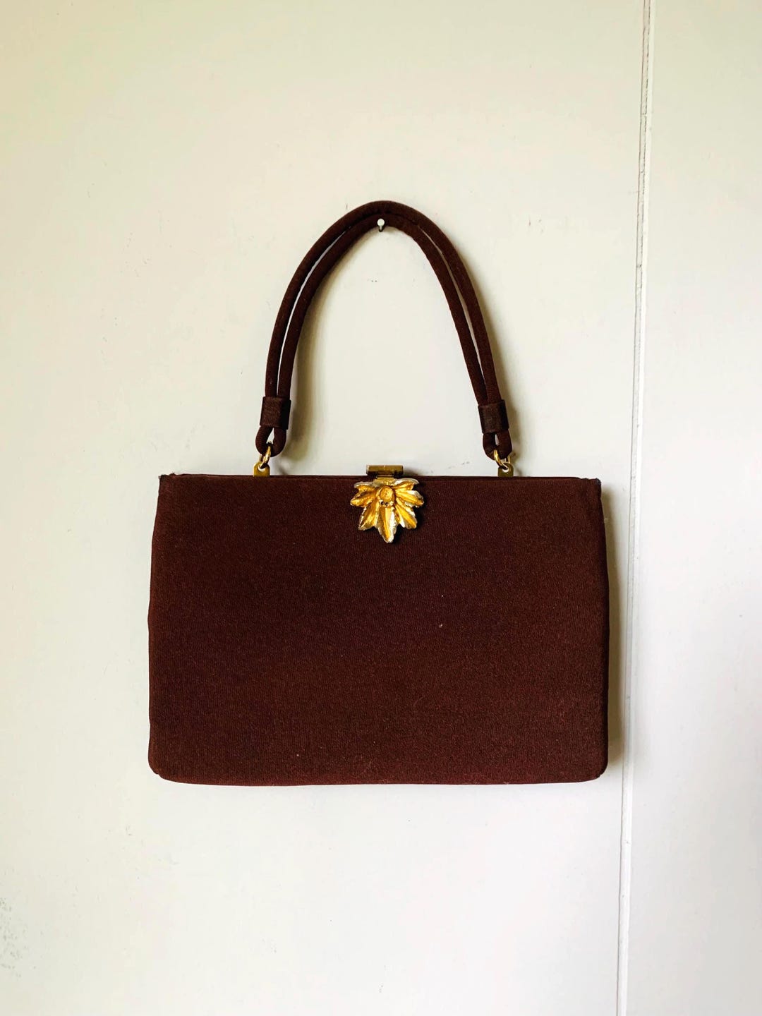 Vintage 1950’s Ingber Evening Bag Maroon Satin Lining Gold Tone ...