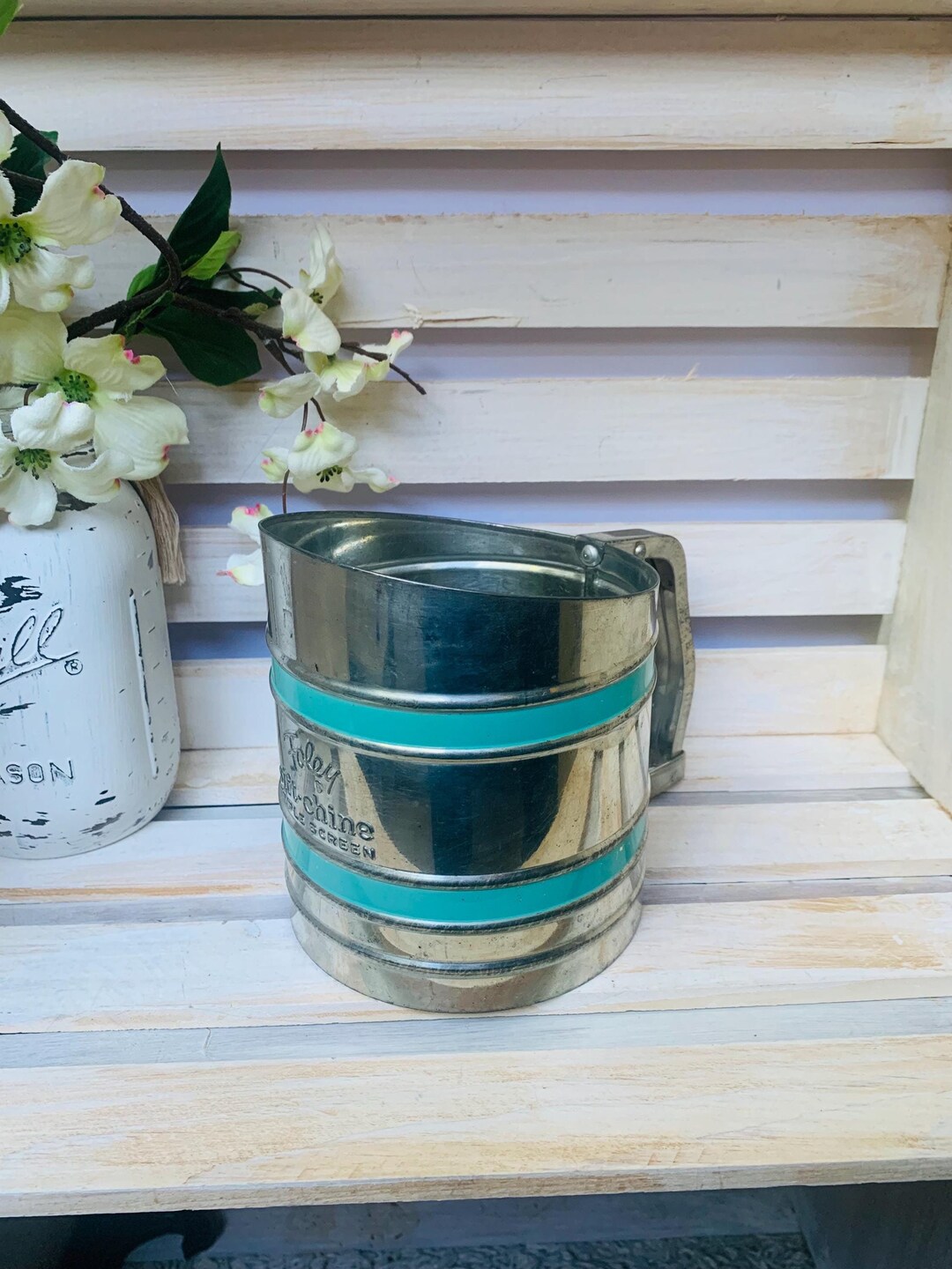 Vintage Foley Sift-chine Triple Screen Sifter Turquoise Blue Rustic ...