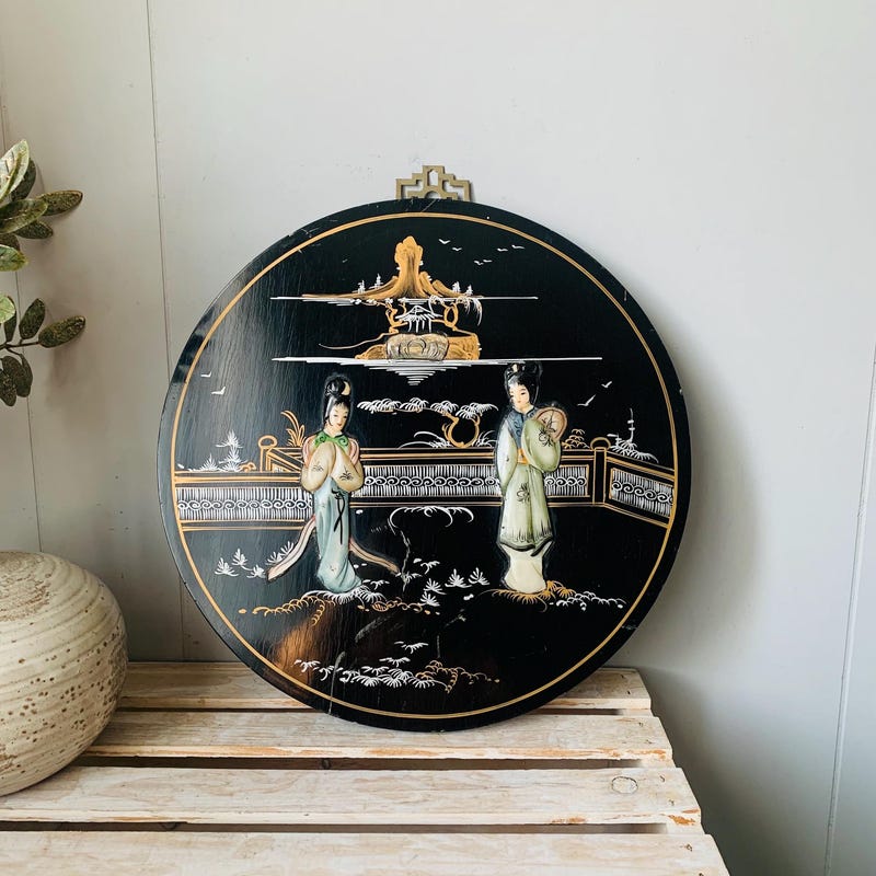 Black Lacquered Asian Art - Etsy