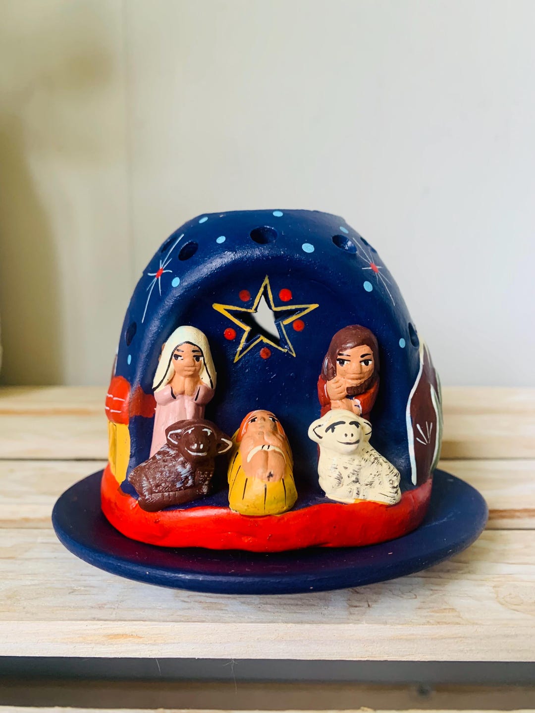 Vintage Nativity Tea Light Holder: Ten Thousand Villages Christmas ...