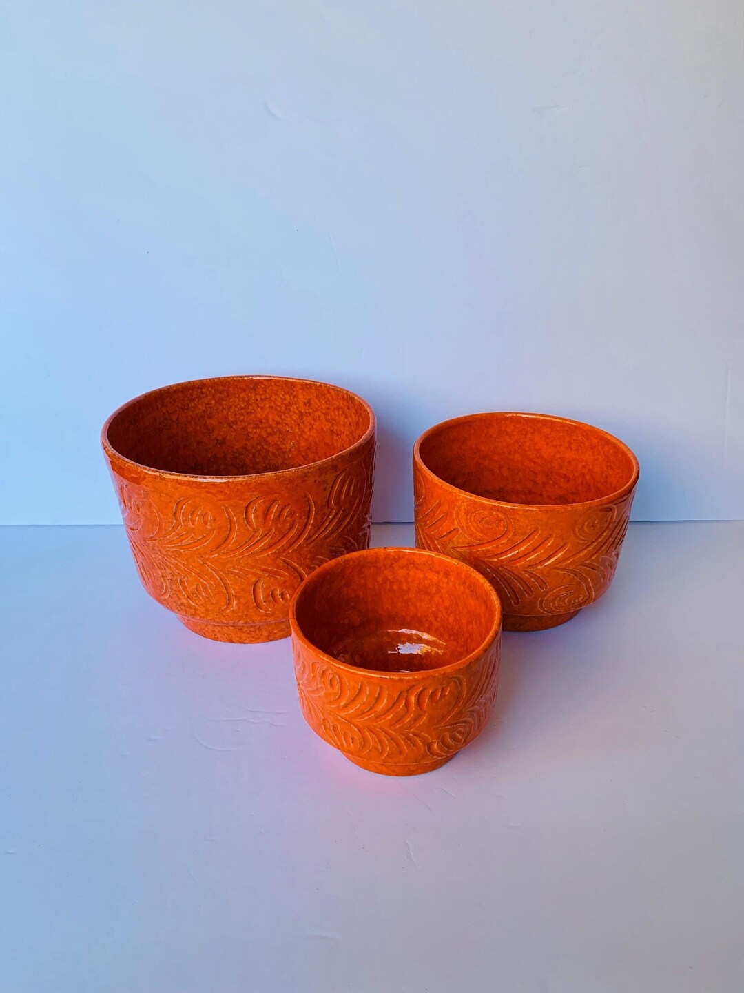 Vintage 1970's Planter Pots Set of 3 Burnt Orange Groovy Psychedelic ...