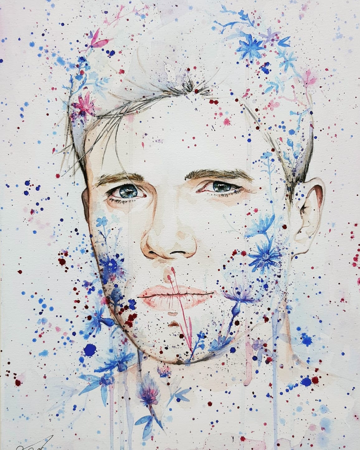 Watercolor Face Man