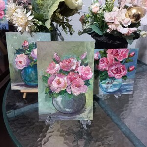 Roses Painting Floral Original Art Roses in Avase Still Life Oil ...