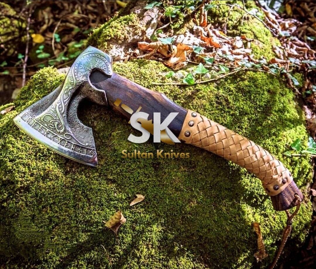 CUSTOM FORGED Medieval Viking AXE Engraved Carbon Steel - Etsy