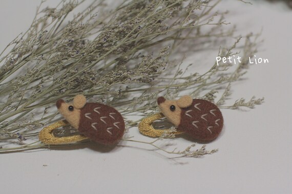 Baby Hair Clip Hedgehog HAND MADE Wool Hair Clip Toddler Girl | Etsy