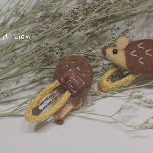 Baby Hair Clip Hedgehog HAND MADE Wool Hair Clip Toddler Girl and Adult ...