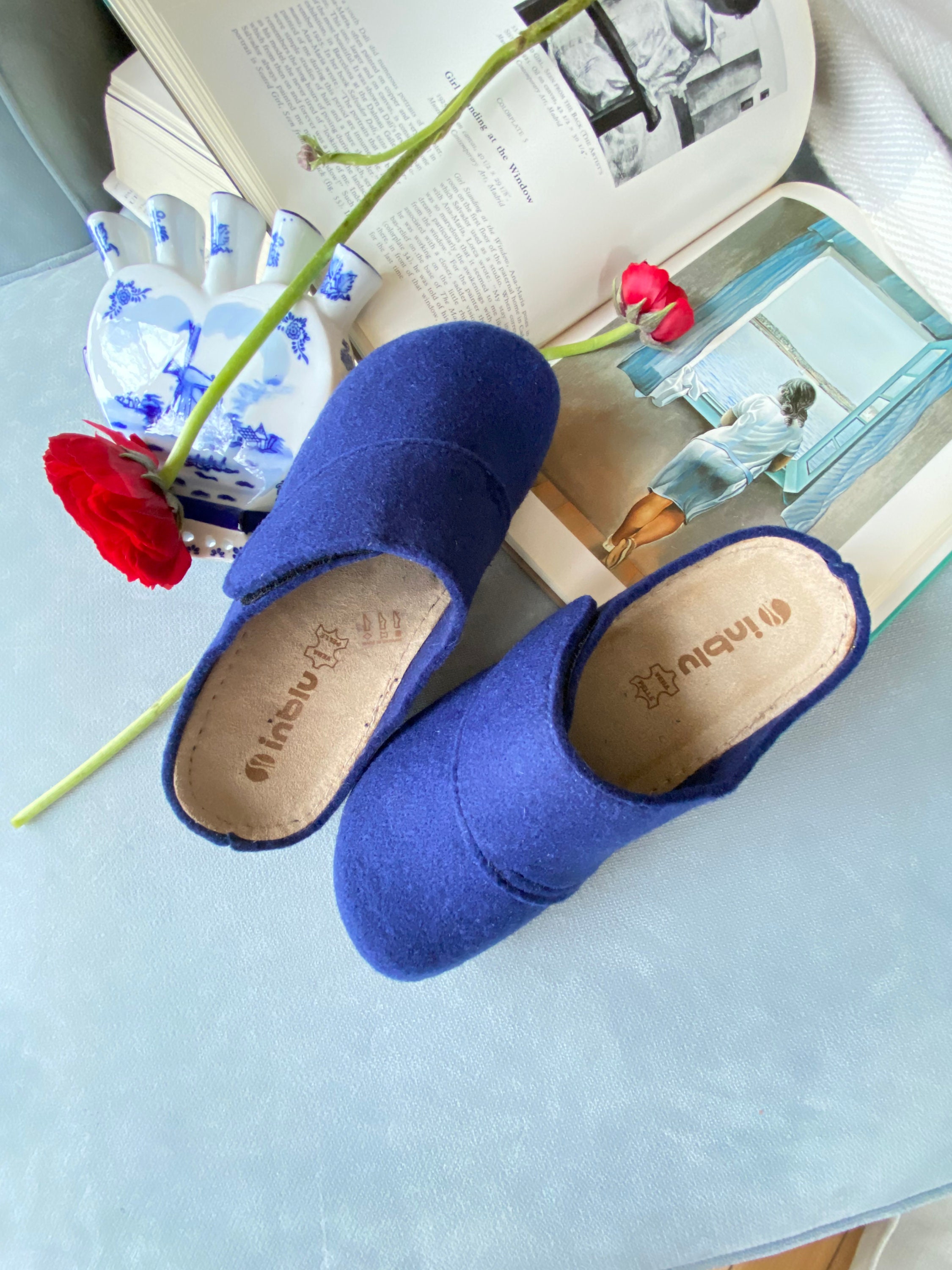 Womens Scandinavian Felt Clogs Blue Color Boho-style - Etsy