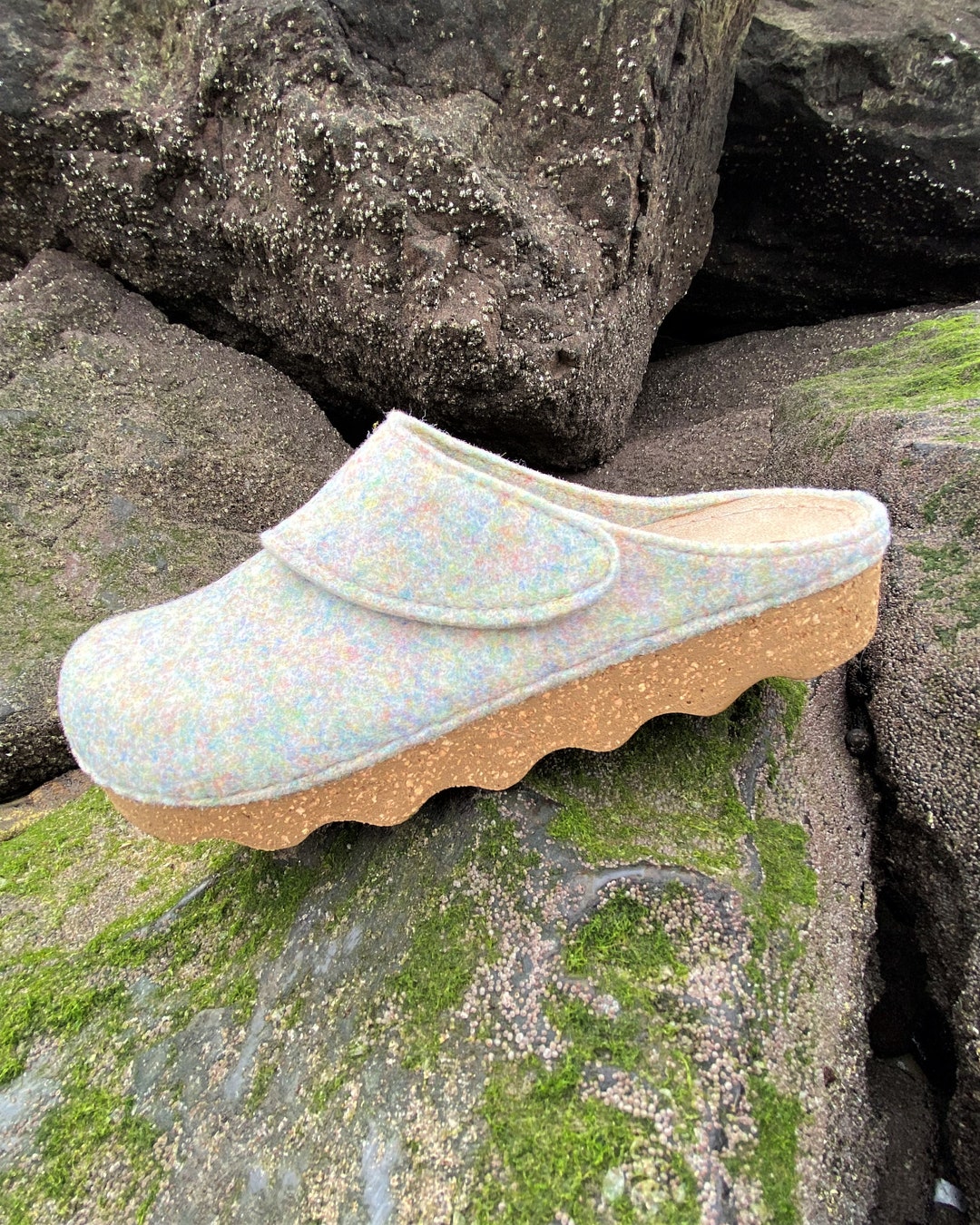 Womens Scandinavian Felt Clogs, Confetti Grey Color, Boho-style ...