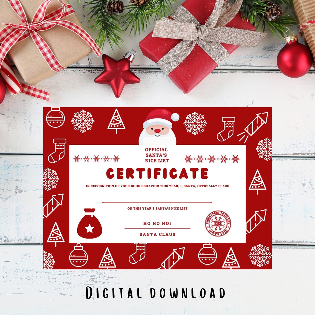 Nice List Certificate Nice List Letter Personalised Letter - Etsy