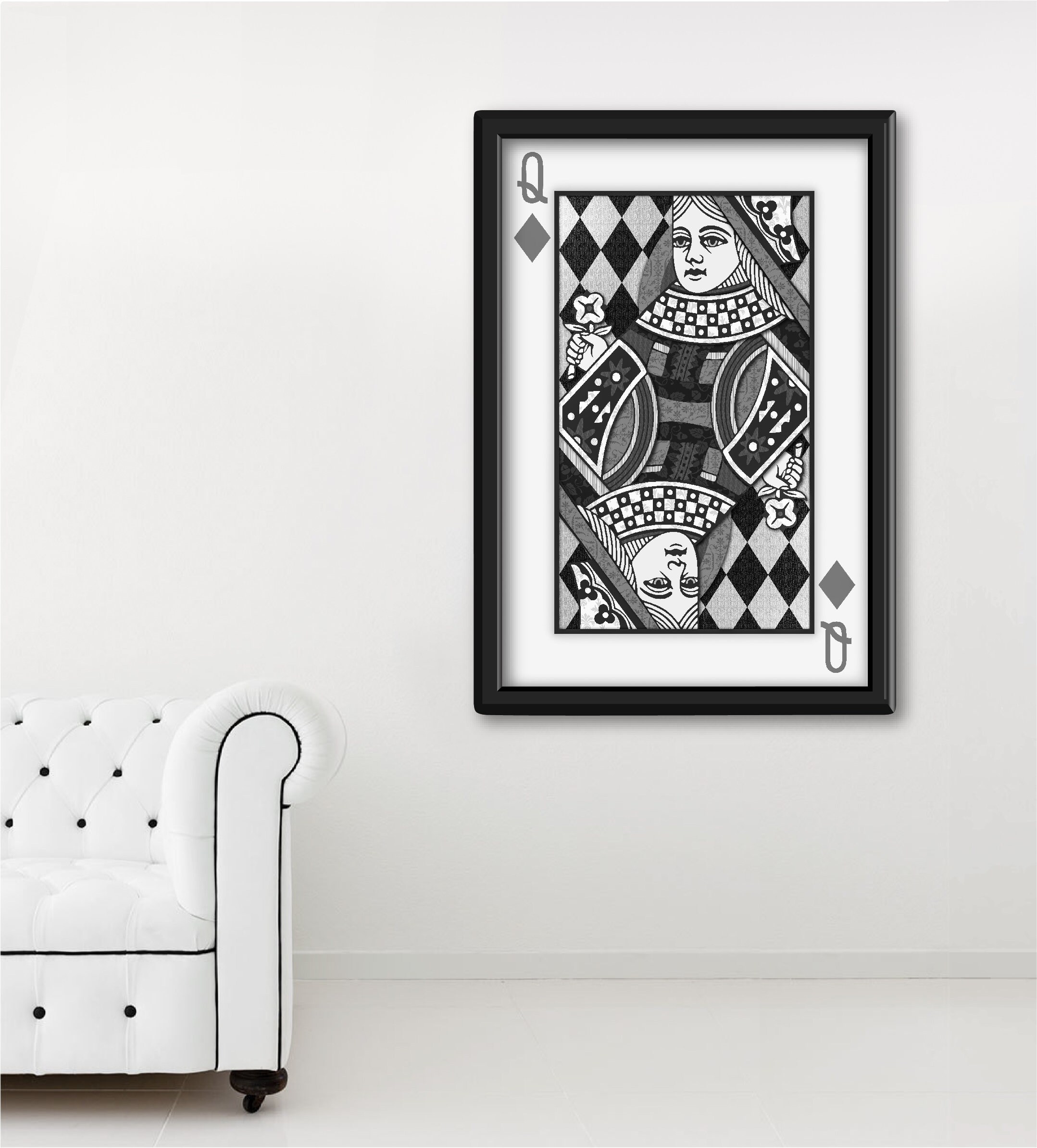 Playing Card Wall Art, Playing Card Print, Man Cave Decor, queen of ...