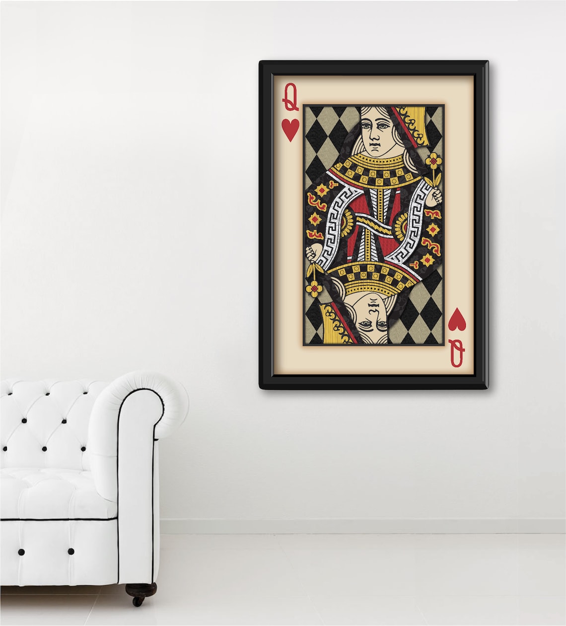 Playing Card Wall Art, Playing Card Print, Man Cave Decor, "queen of ...
