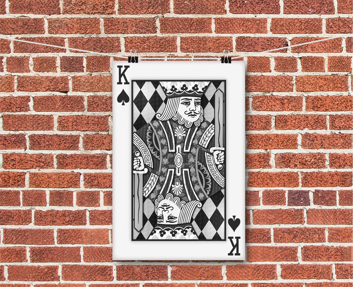 Playing Card Wall Art, Playing Card Print, Man Cave Decor, king of ...