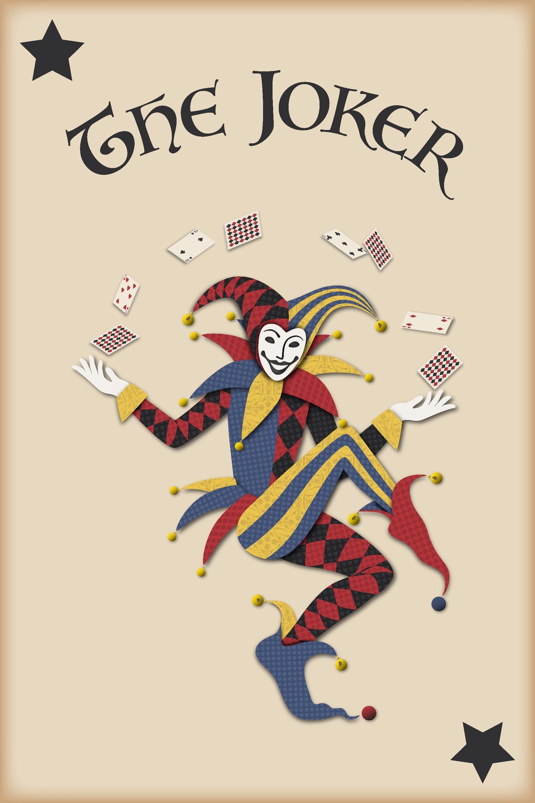 Playing Card Wall Art, Playing Card Print, Man Cave Decor, "the Joker ...