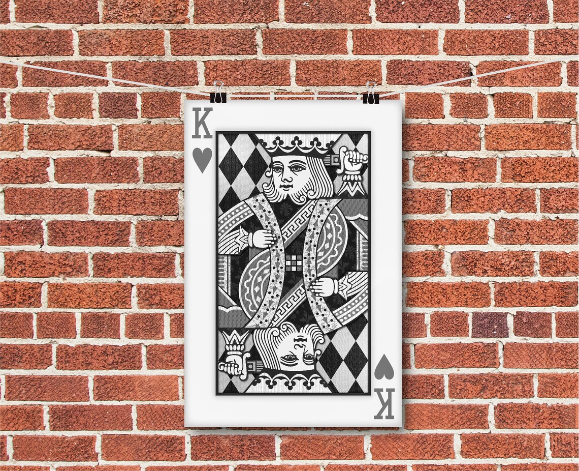 Playing Card Wall Art, Playing Card Print, Man Cave Decor, King of ...