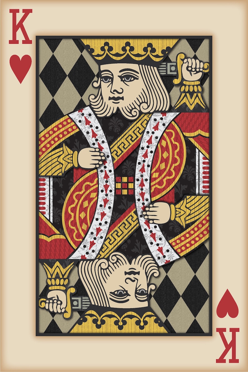 Playing Card Wall Art, Playing Card Print, Man Cave Decor, king of ...