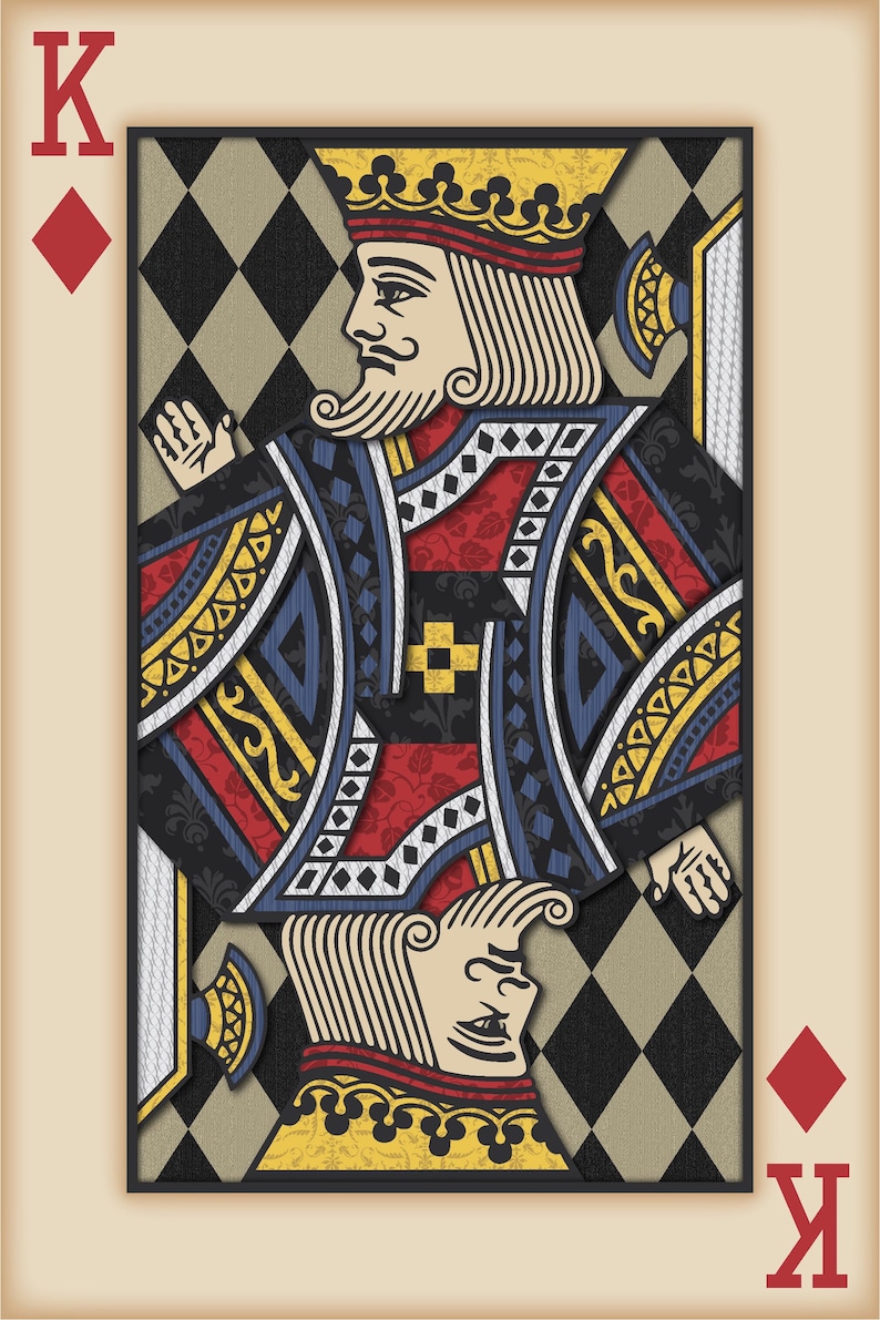Playing Card Wall Art, Playing Card Print, Man Cave Decor, "king of ...