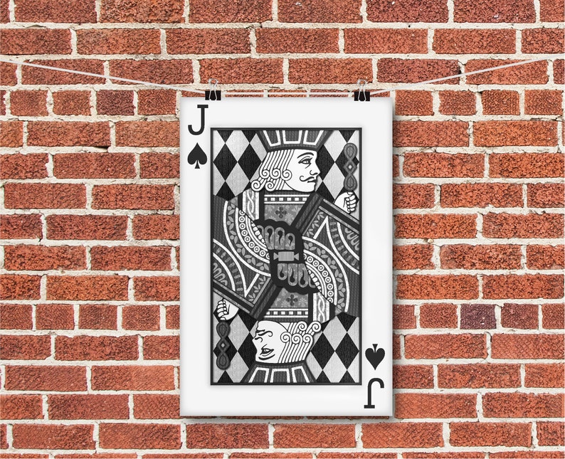 Playing Card Wall Art, Playing Card Print, Man Cave Decor, "jack of ...