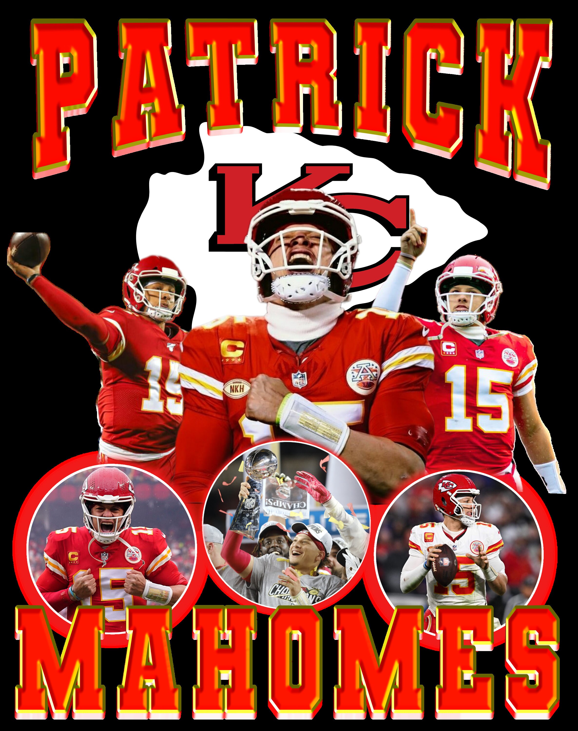Patrick Mahomes 90's Style PNG for DTF & SUBLIMATION Files (high ...