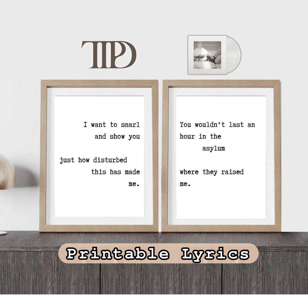Taylor Swift Lyrics, TTPD, Tortured Poets Department Digital Prints ...