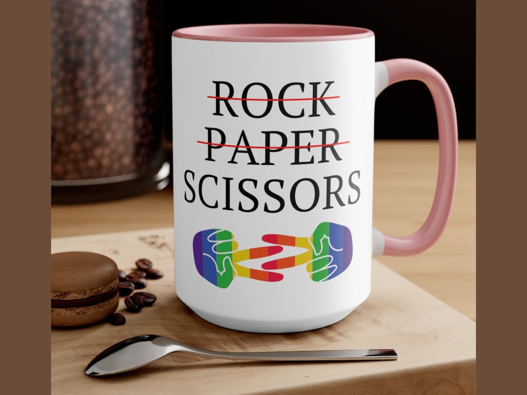Rock Paper Scissors Mugs LGBTQ Humor Mugs Lesbian Support Lesbian Gift ...