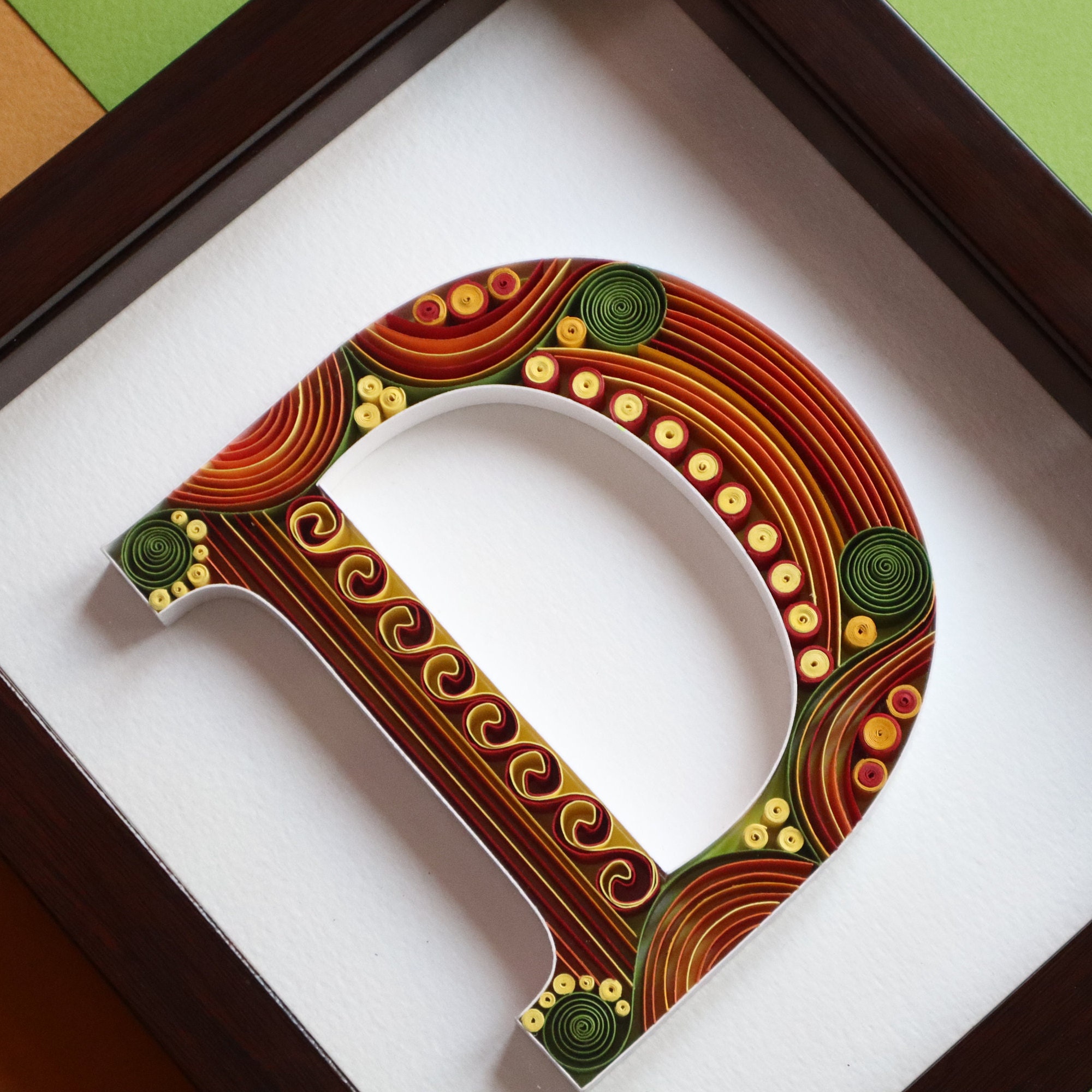 Quilling alphabet name initial of Letter D personalized wall | Etsy