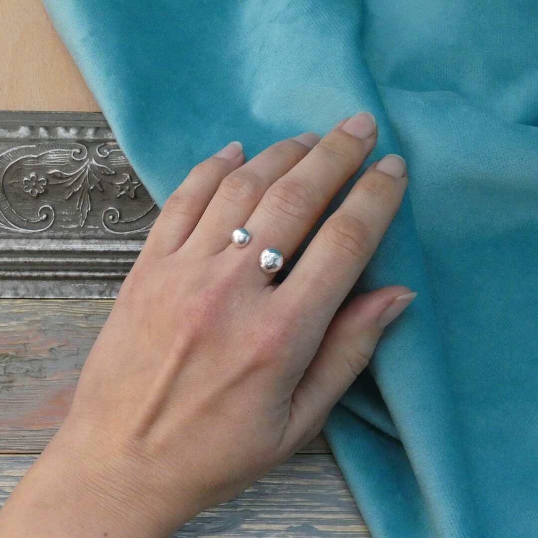 Silver Torque Ring, Nugget Cuff Ring, Handmade Solid Sterling Silver ...