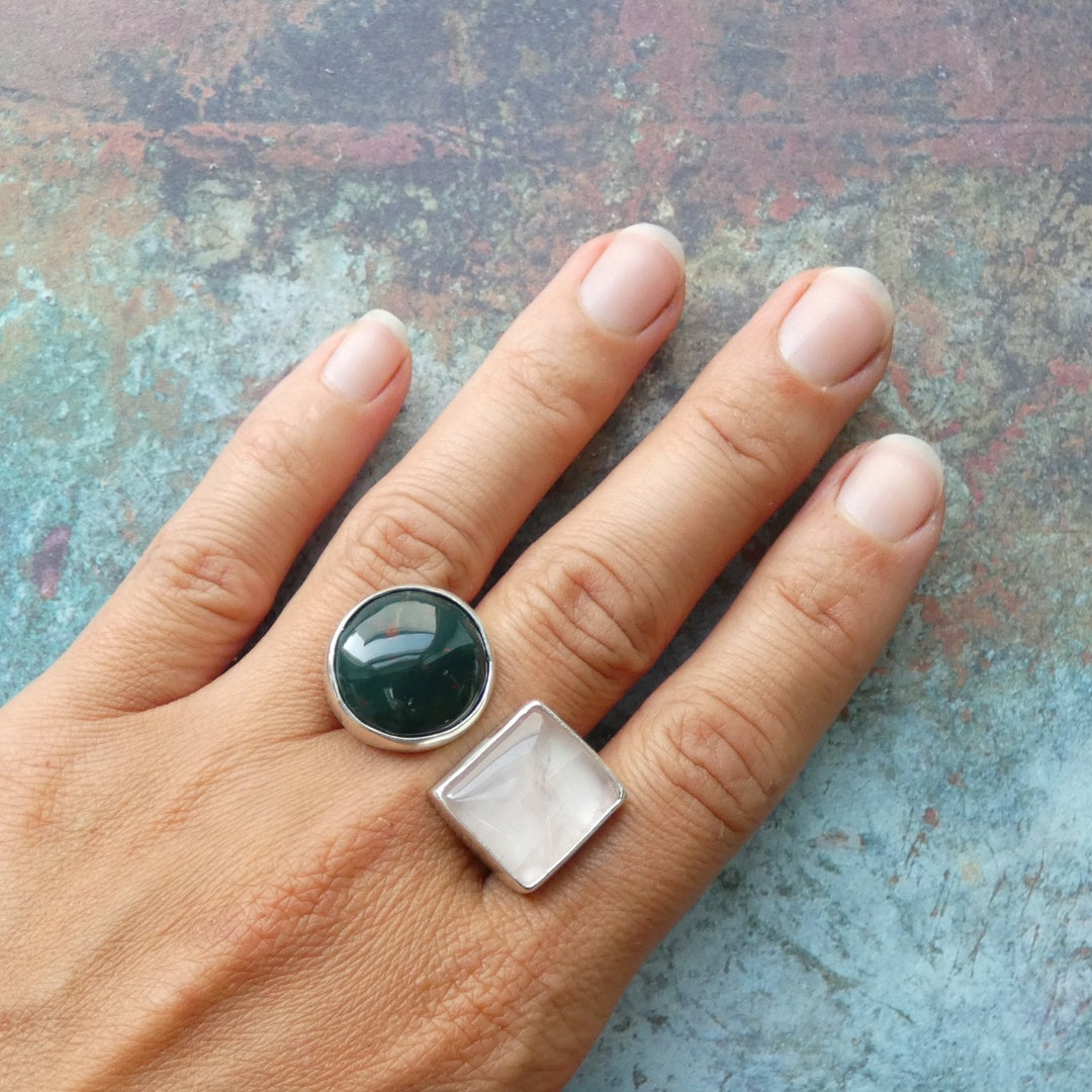 Großer massiver schwerer massiver Sterling Silber Statement Ring mit ...