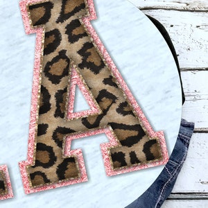 PINK White Gold Glitter CHENILLE Letters PNG Patches Varsity Alphabet ...
