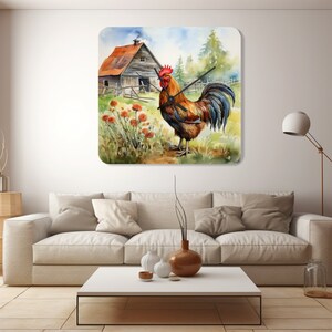 Png Watercolor Rooster Chicken Farmhouse Printable Clock Sublimation ...
