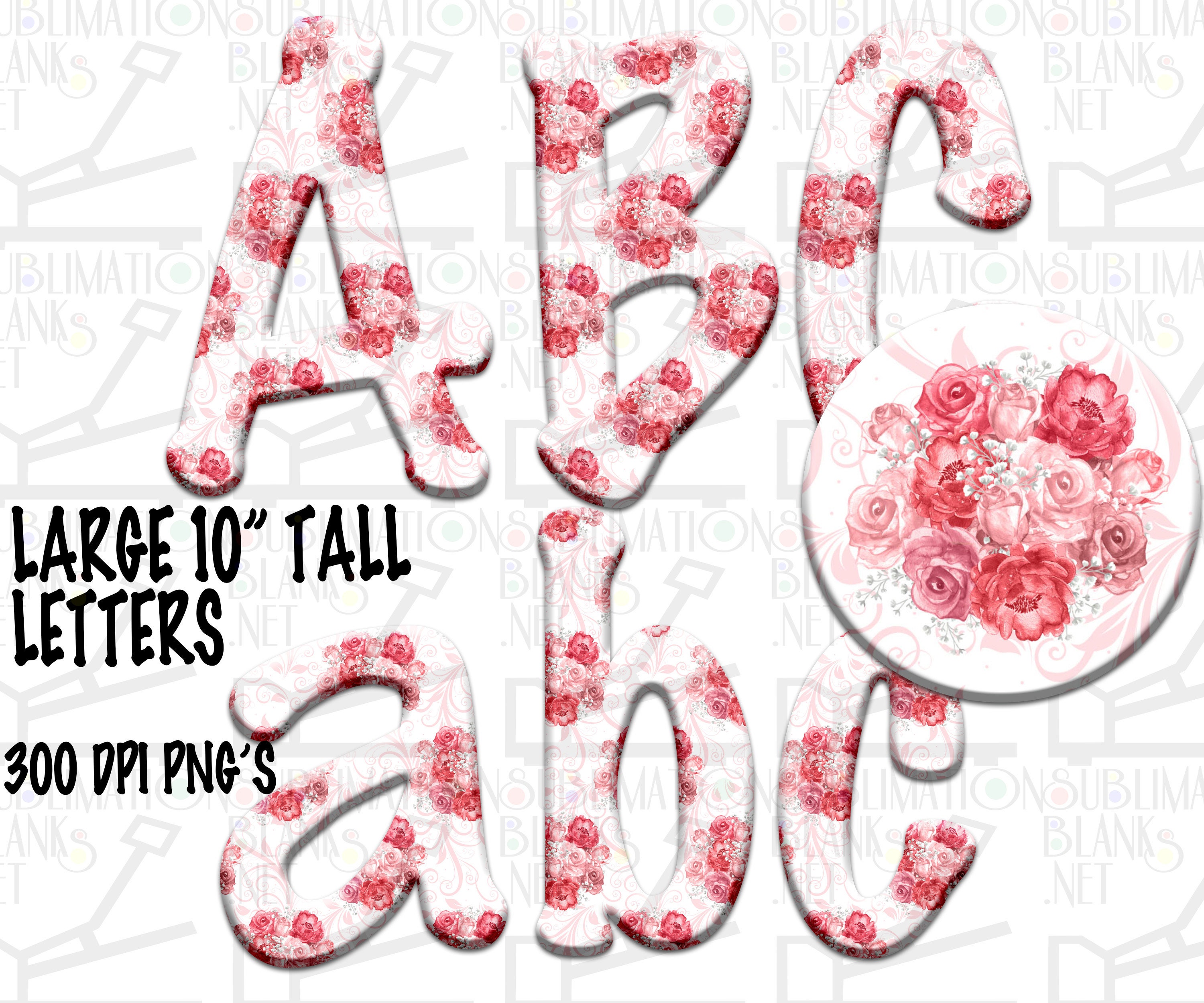 Font ALPHABET Valentines Roses PNG Flower Rose | Etsy