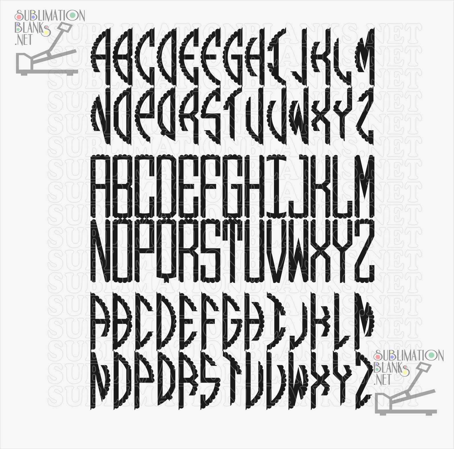 STRAWBERRY Scallop Monogram Font Large 10 Font - Etsy