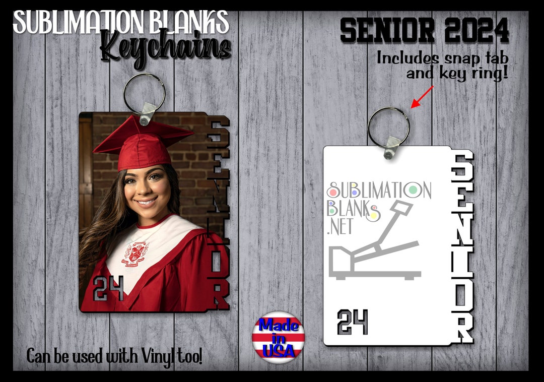 Single Sided SENIOR 24 Keychains Sublimation Blanks Hardware INCLUDED ...